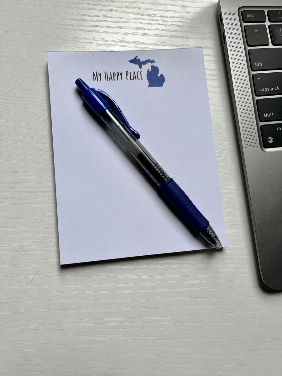State of Michigan Notepad "My Happy Place" – Michigan Belts and More