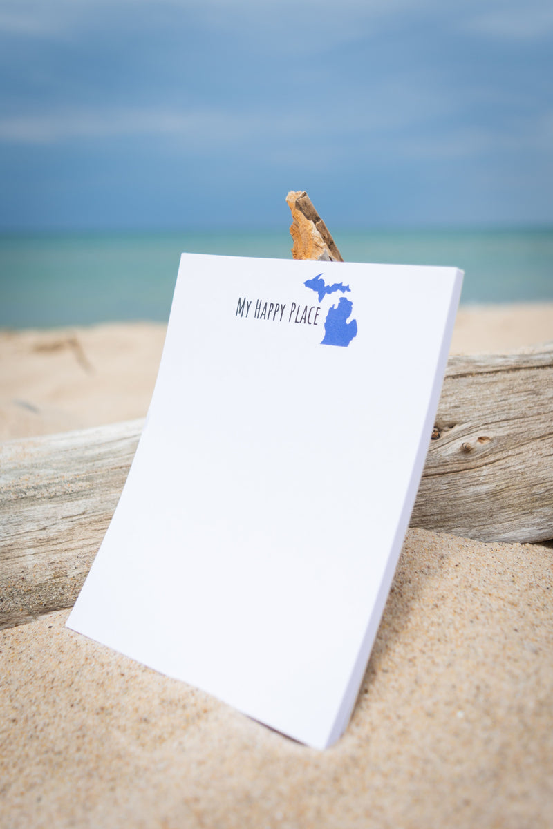 State of Michigan Notepad "My Happy Place" – Michigan Belts and More